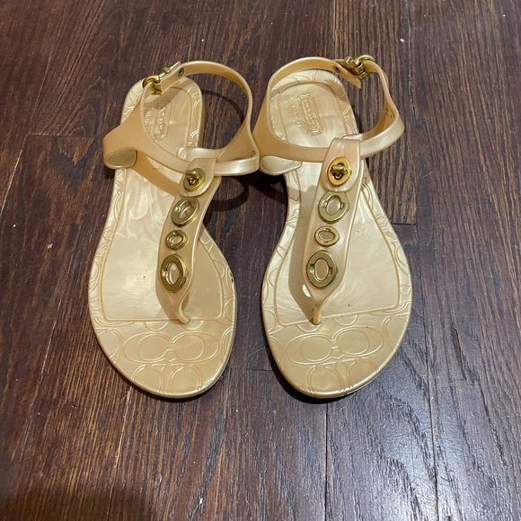 Coach | Shoes | Coach Gold Sandals | Poshmark